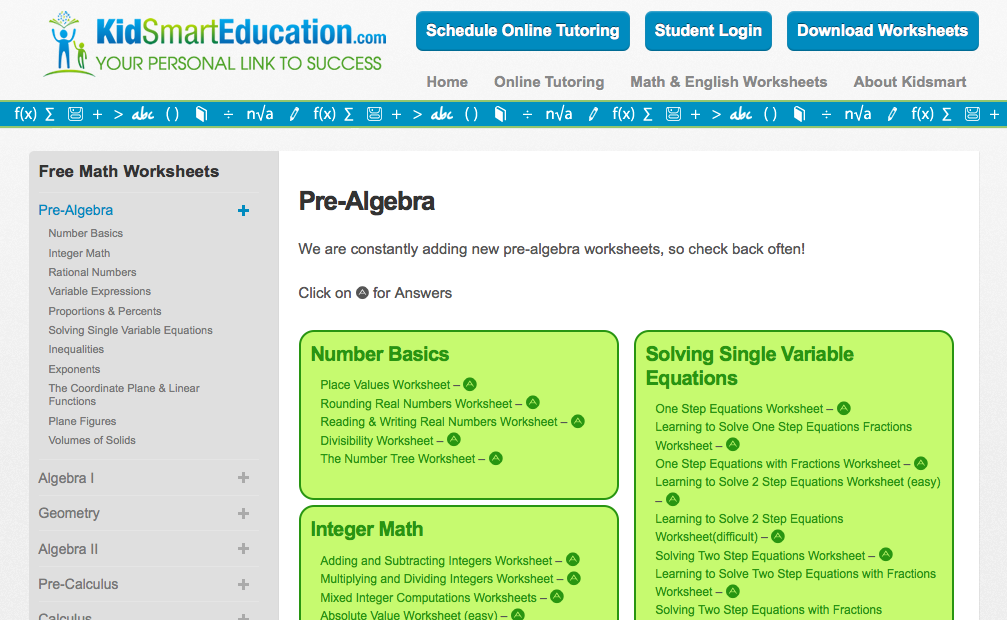 Top 17 Pre Algebra Worksheets Free And Printable 